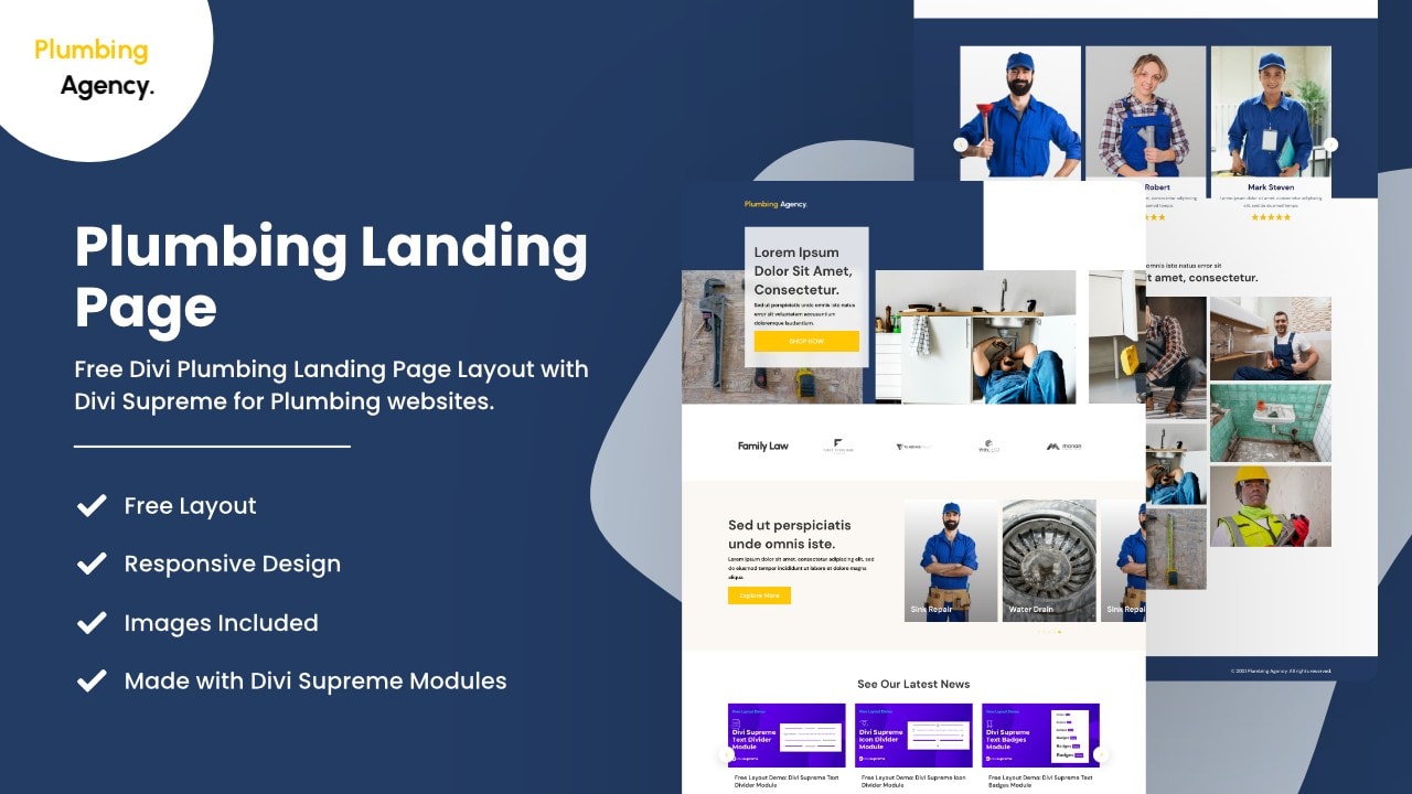 Plumbing Landing Page – Divi Supreme