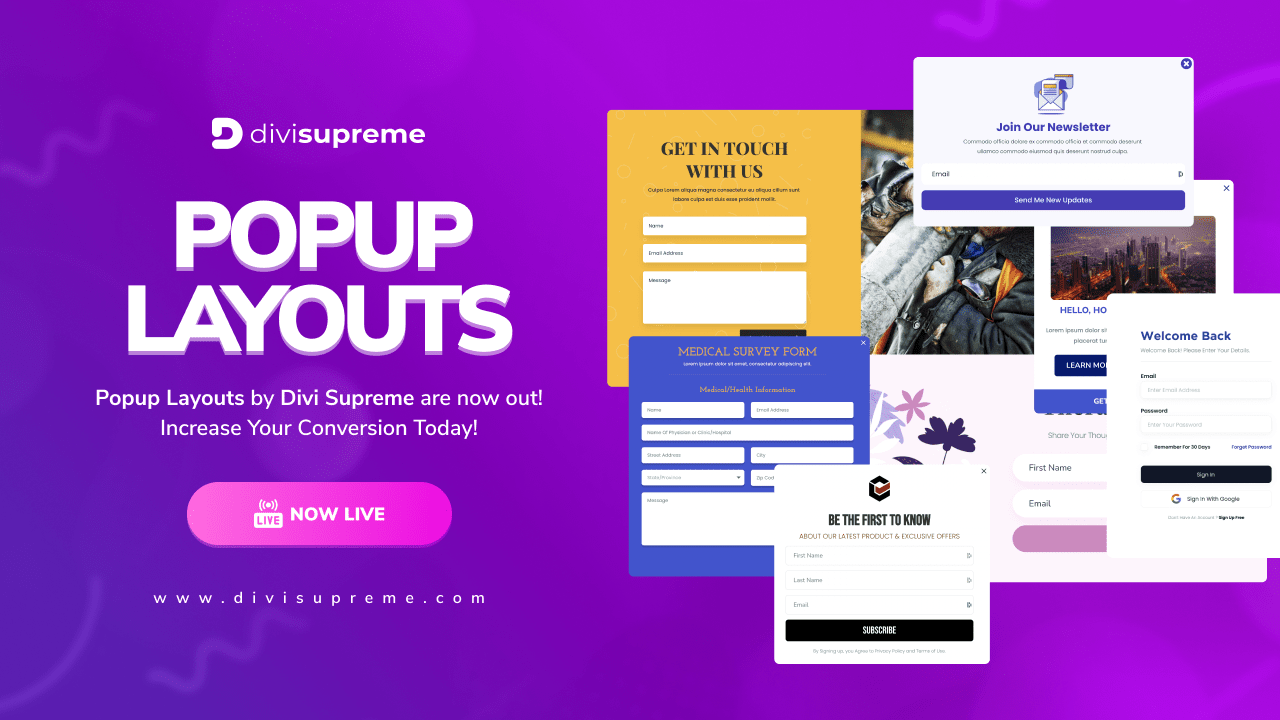 10 Divi Popup Layouts – Divi Supreme