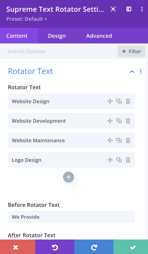 Divi Text Rotator Module – Divi Supreme